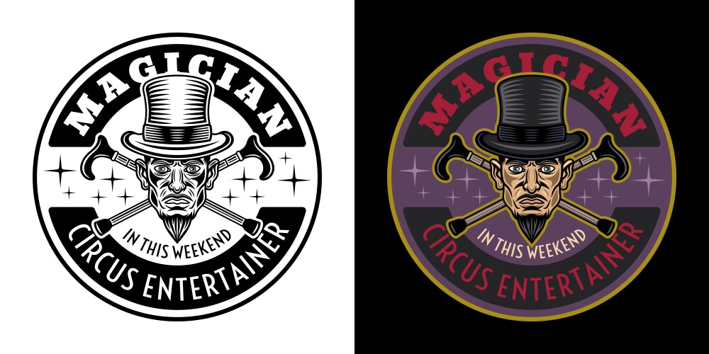 Magic show and illusionists emblem logo Royalty Free Vector