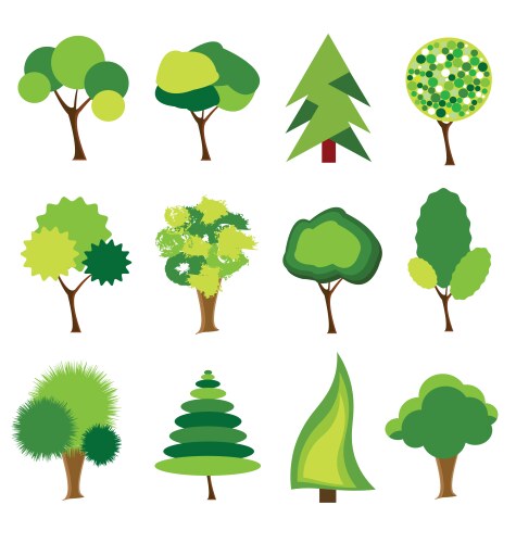 Trees set Royalty Free Vector Image - VectorStock