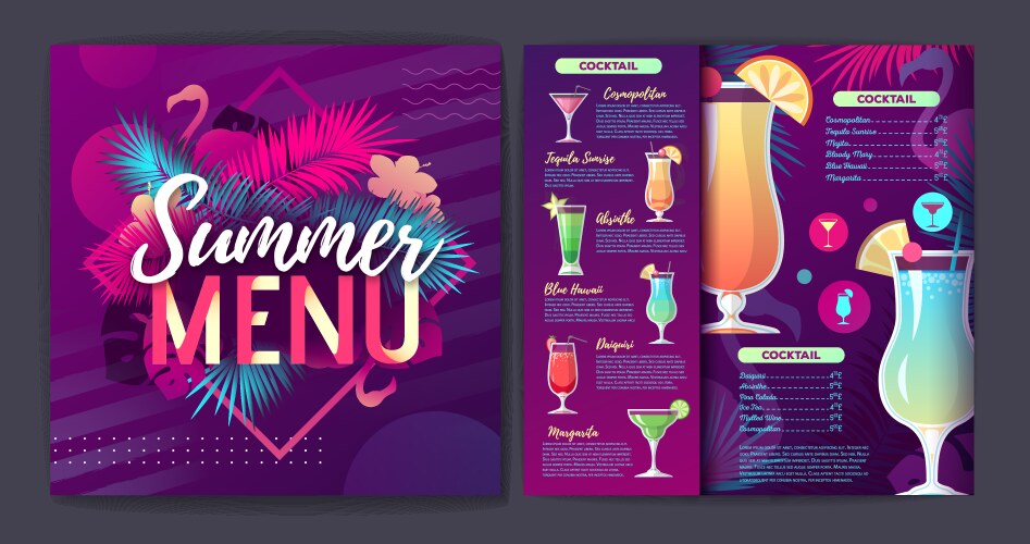 Cocktail menu Royalty Free Vector Image - VectorStock