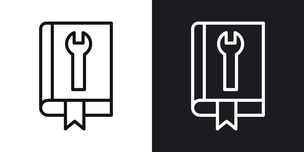 Guide icon set in black and white outlines Vector Image