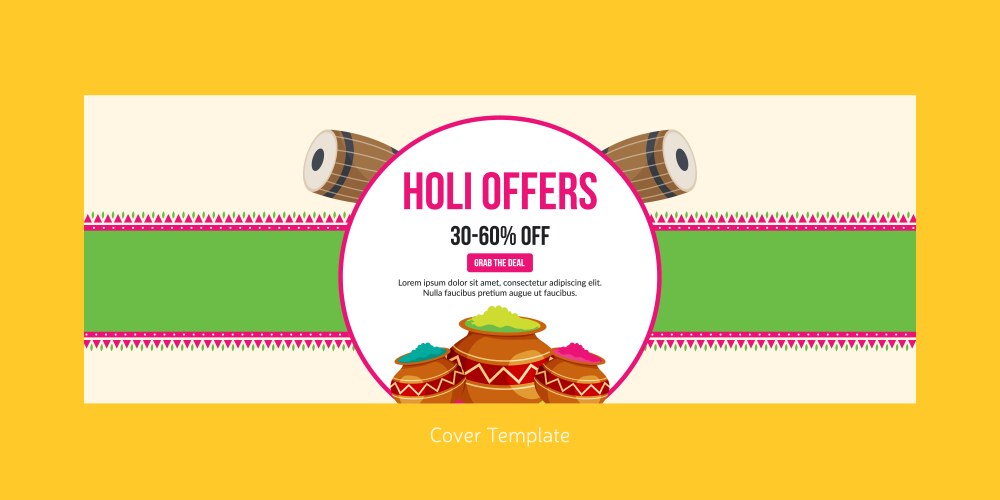 Happy holi cover page design Royalty Free Vector Image