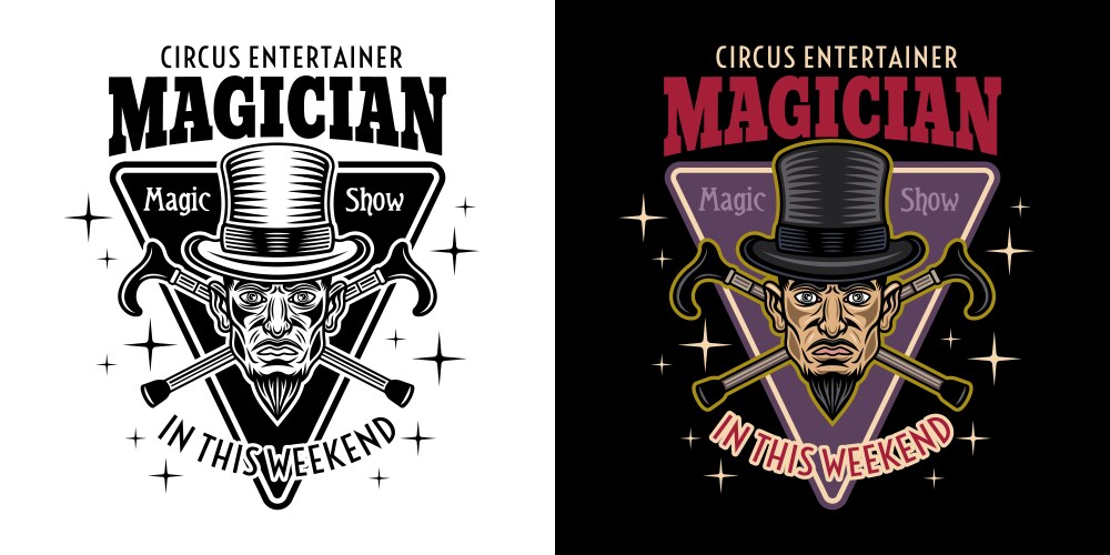 Magic show and illusionists emblem logo Royalty Free Vector