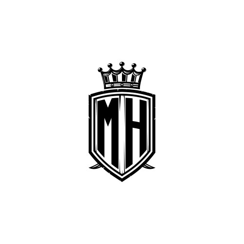 Mh logo monogram shield crown luxury design Vector Image