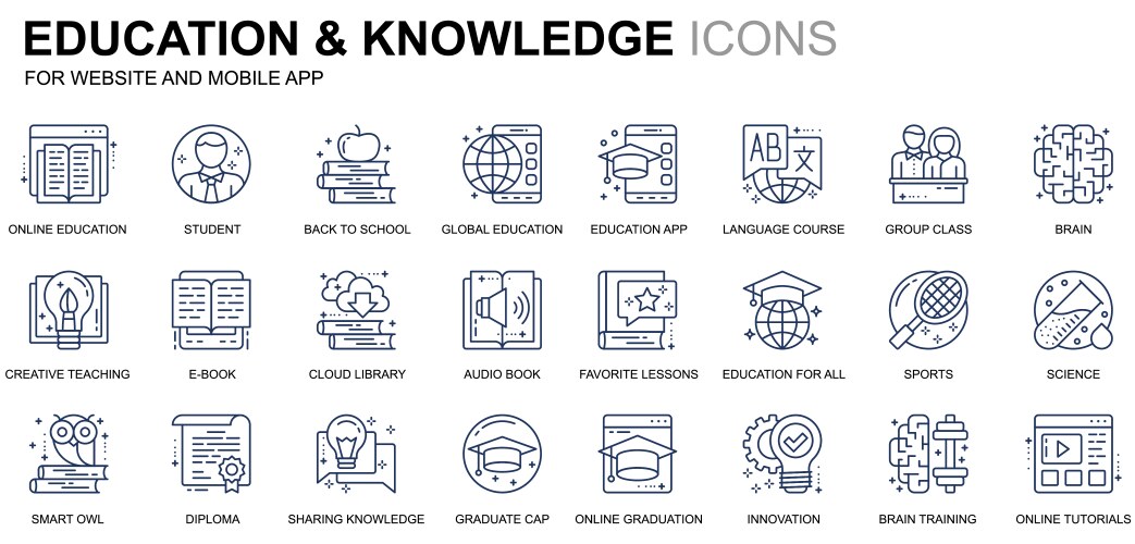 Lesson icons for education graphic design Vector Image