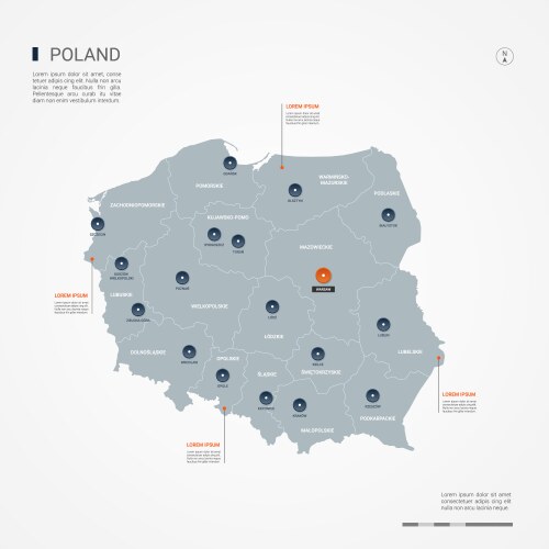 Detailed map of the poland Royalty Free Vector Image