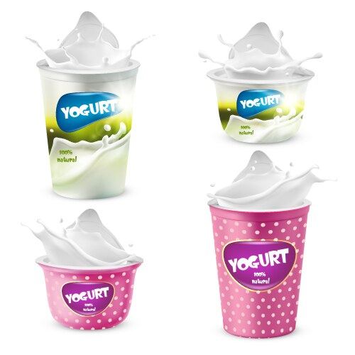 Set blueberry cherry raspberry yogurt labels Vector Image