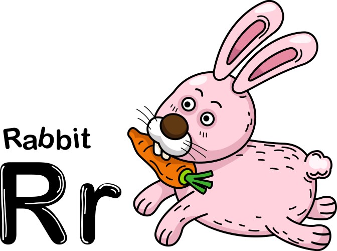 Isolated alphabet letter r rabbit Royalty Free Vector Image