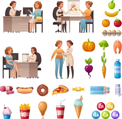 Cartoon nutritionist teaching nutrition lesson Vector Image