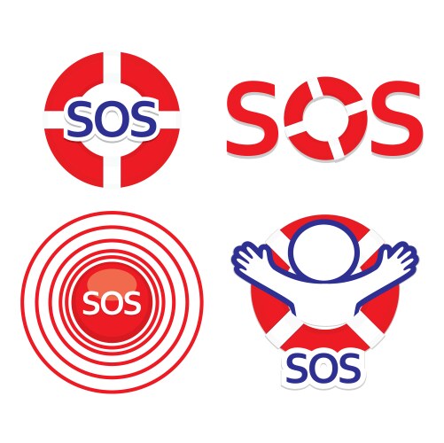 Sos icon set Royalty Free Vector Image - VectorStock