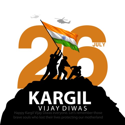 Happy kargil vijay diwas of indian army with flag Vector Image