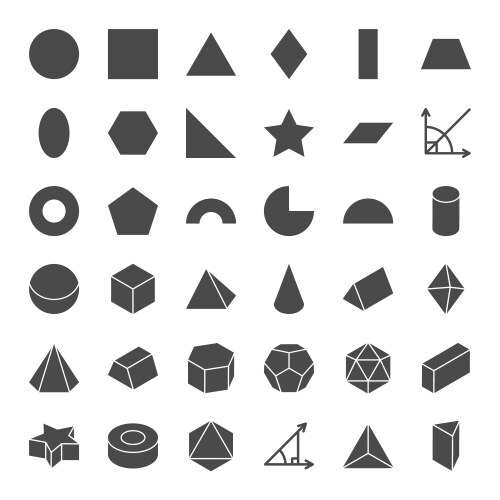 Collection of 15 3d geometric shapes Royalty Free Vector