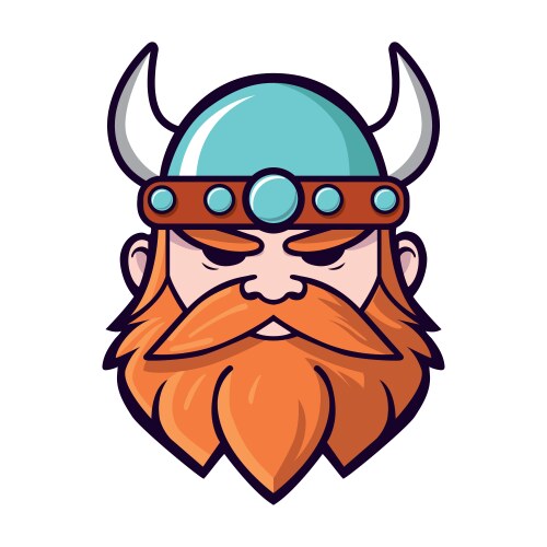 Cartoon viking head face logo symbol Royalty Free Vector
