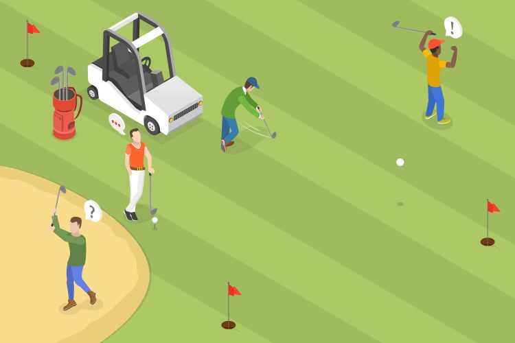 Golf isometric flowchart Royalty Free Vector Image