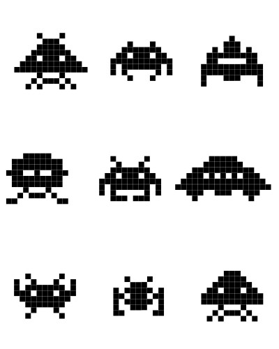 Space invaders 8bit aliens icons set Royalty Free Vector