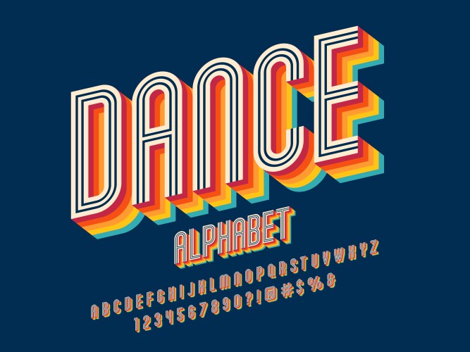 80s retro font disco style alphabet and numbers Vector Image 80s retro font disco style alphabet and numbers Vector Image