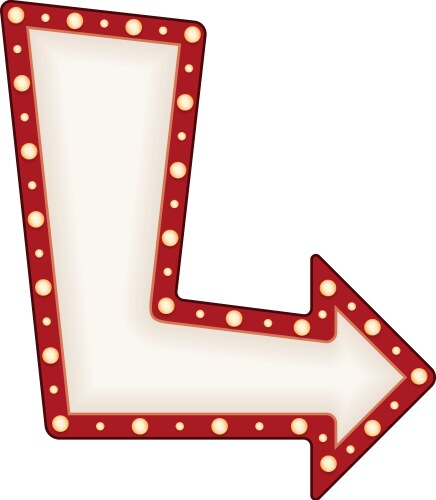 Arrow marquee light board sign retro frame arrows Vector Image