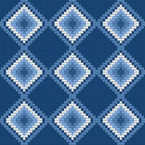 Seamless rhombus blue color knitted pattern Vector Image