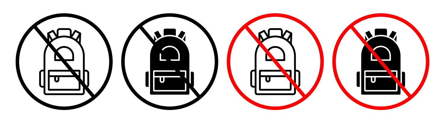 No backpacks allowed sign icon set prohibition Vector Image