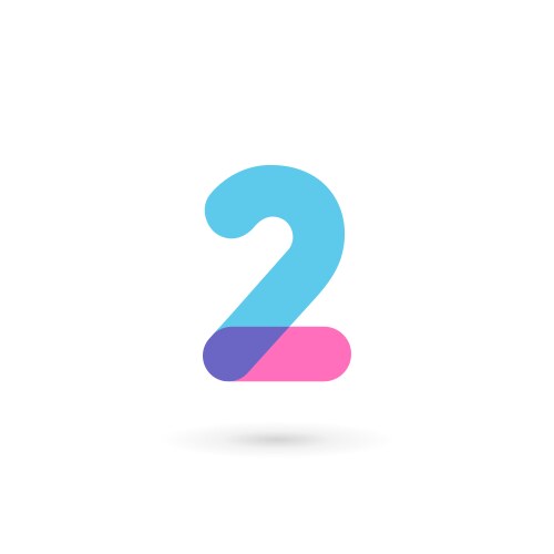 Number 2 two font logo blue icon Royalty Free Vector Image