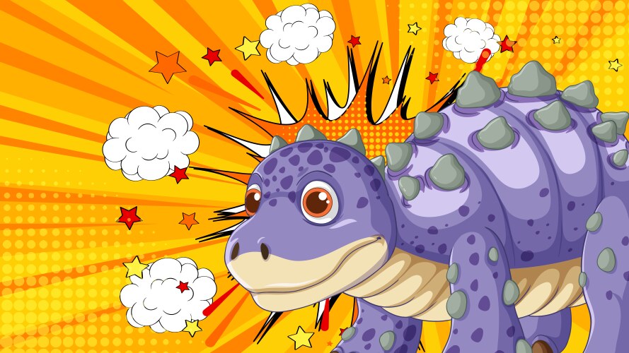 Red dinosaur with comic book background Royalty Free Vector