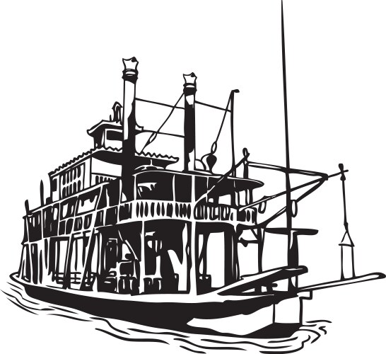 Steamboat lineart Royalty Free Vector Image - VectorStock
