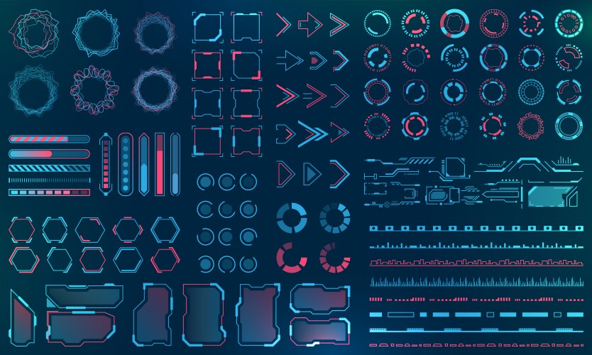 Hud elements set graphic abstract futuristic Vector Image