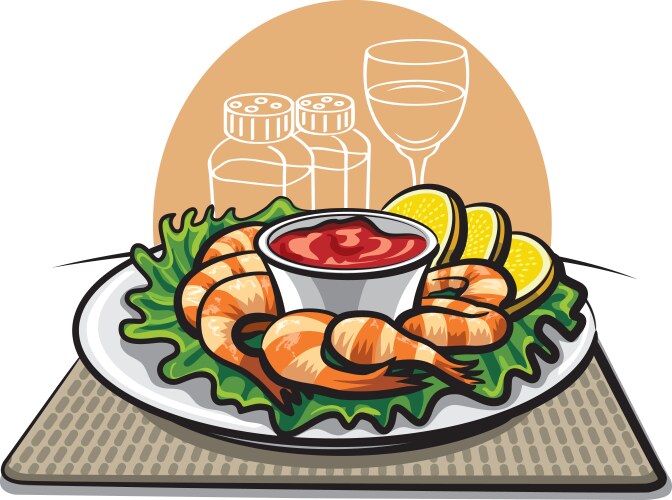 Shrimp grilled Royalty Free Vector Image - VectorStock