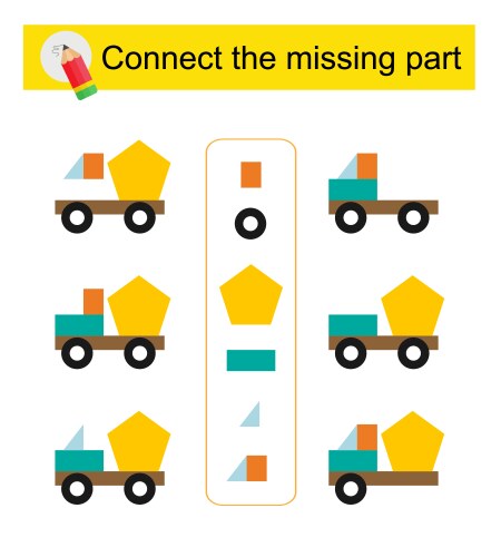 Connect the missing part educational game Vector Image