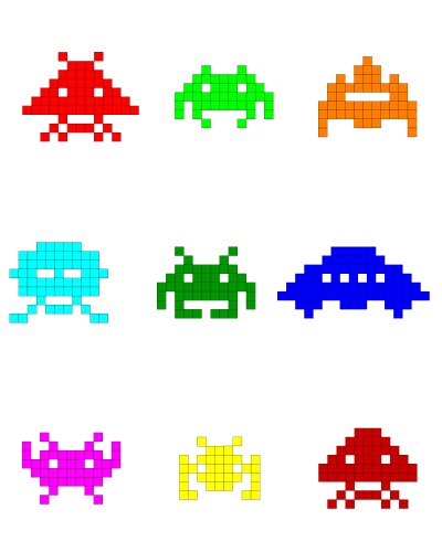 Space invaders 8bit aliens icons set Royalty Free Vector