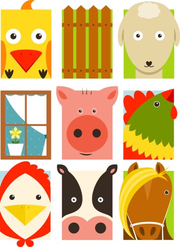 Labels with different farm animals Royalty Free Vector Image