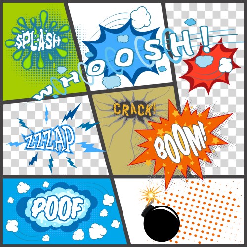 Comic boom set Royalty Free Vector Image - VectorStock