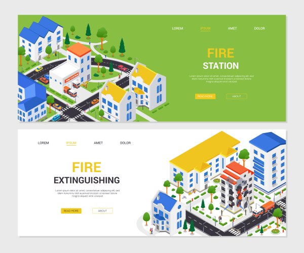 Firefighting isometric infographics layout Vector Image