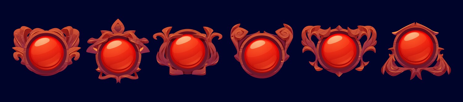 Game level or avatar frames ui icons buttons set Vector Image