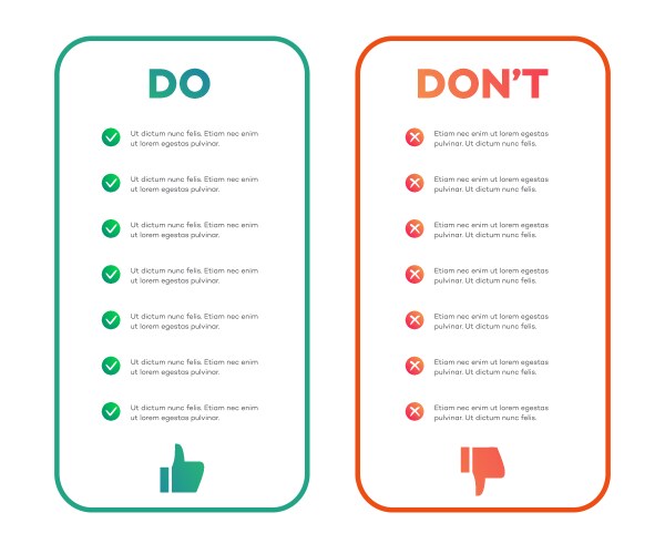 Do and dont infographic templates frame Royalty Free Vector