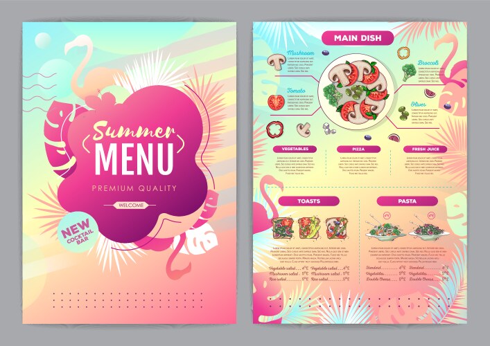 Purple restaurant menu cover Royalty Free Vector Image