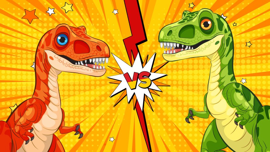 Cartoon dinosaur with comic book background Vector Image