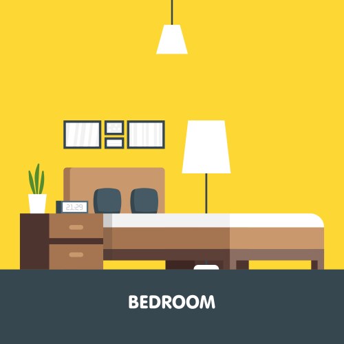 Cartoon bedroom apartment livingroom interior Vector Image