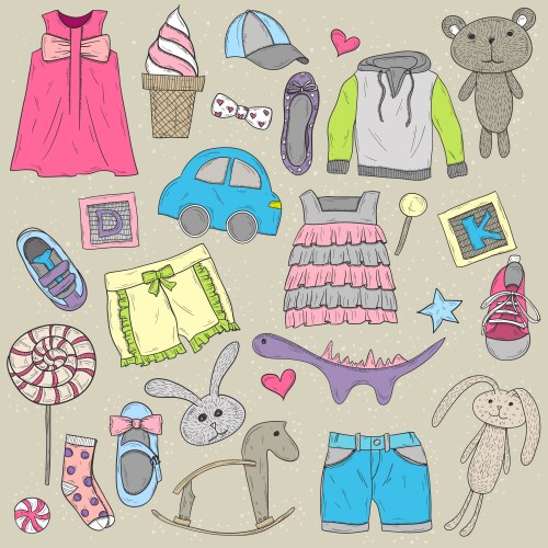 Set with clothes in cartoon style Royalty Free Vector Image