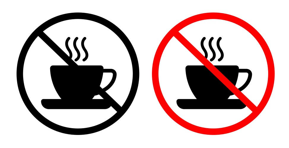 No coffee cup sign icon set prohibition Royalty Free Vector