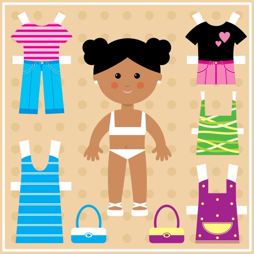 Paper doll with clothes set Royalty Free Vector Image