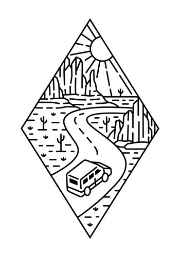 Beautiful nature line art Royalty Free Vector Image