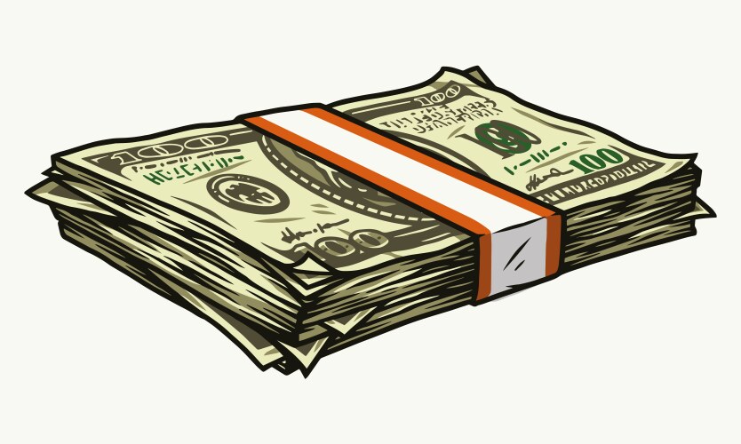 Vintage colorful cash stack concept Royalty Free Vector