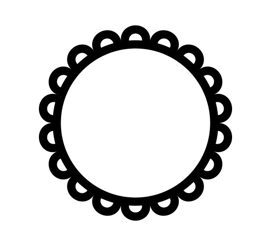 Circle scalloped frame edge round shape Royalty Free Vector