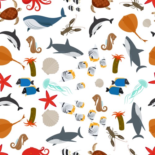 Sea animals pattern Royalty Free Vector Image - VectorStock
