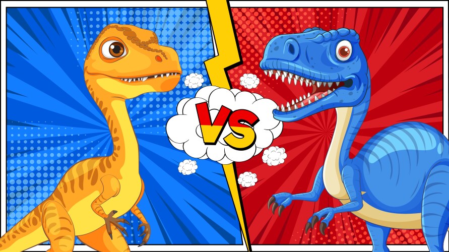 Cartoon dinosaur with comic book background Vector Image