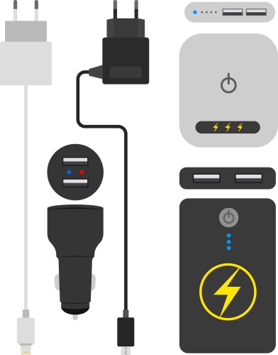 Engineer working with powerbank portable charger Vector Image