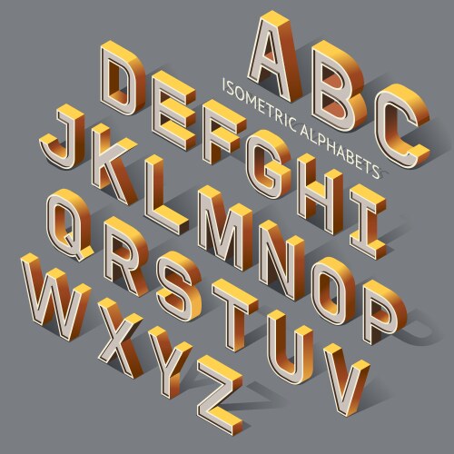 3d alphabet colorful font Royalty Free Vector Image