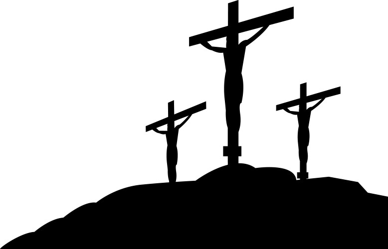 Three crosses on top of mount calvary Royalty Free Vector