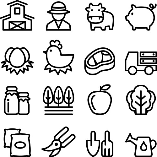 Barn farm building icon set Royalty Free Vector Image