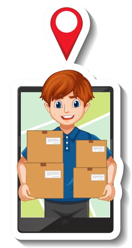 Delivery service man with box Royalty Free Vector Image